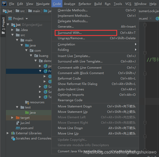 IDEA ctrl+alt+t无法弹出surround with,IDEA修改快捷键方式_couldn't find surround with variants applicable to ...
