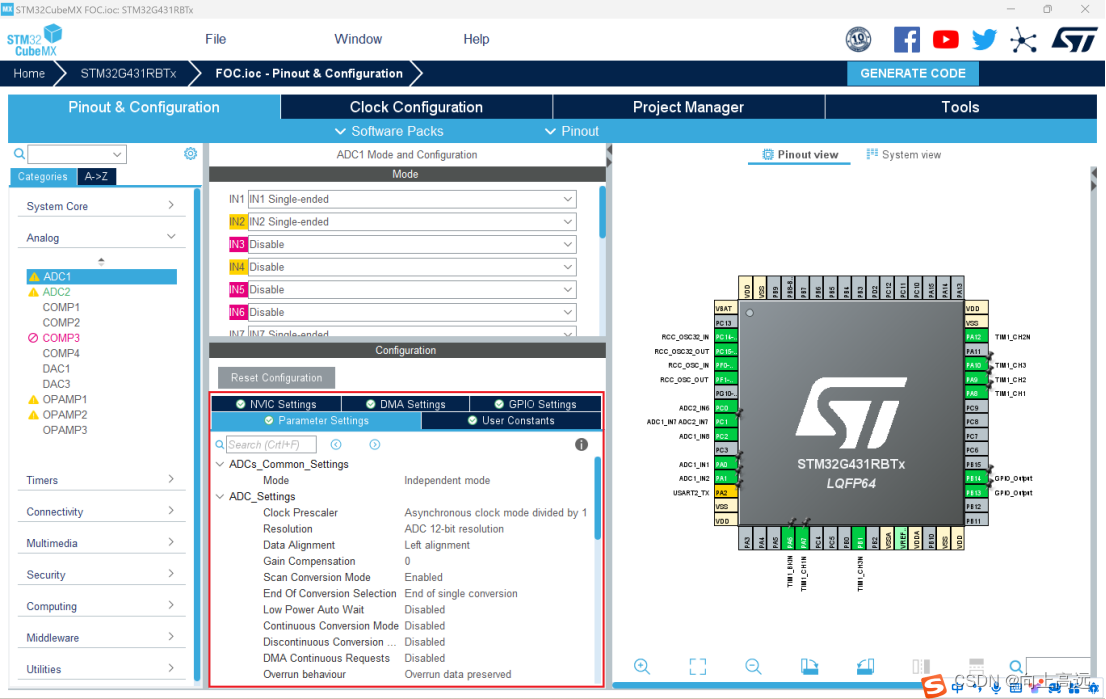电机FOC控制（三）STM32 CUBEMX 配置ADC采样_foc控制配置分频和adc采样时刻-CSDN博客