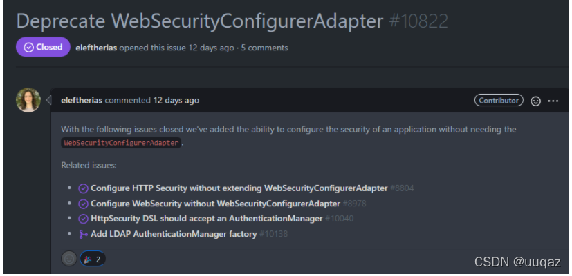 Spring Security即将弃用WebSecurityConfigurerAdapter配置类_baseldappathcontextsource 可以替换成自定义的吗-CSDN博客