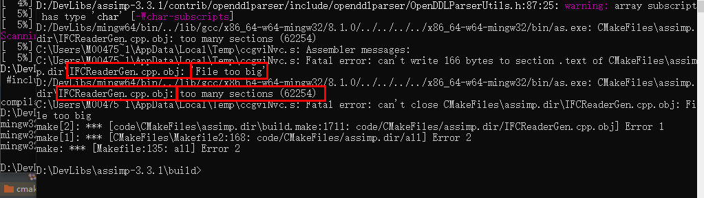 OpenGL assimp库，编译 ‘File too big‘，‘too many sections’，IFCReaderGen.cpp 中报错-CSDN博客