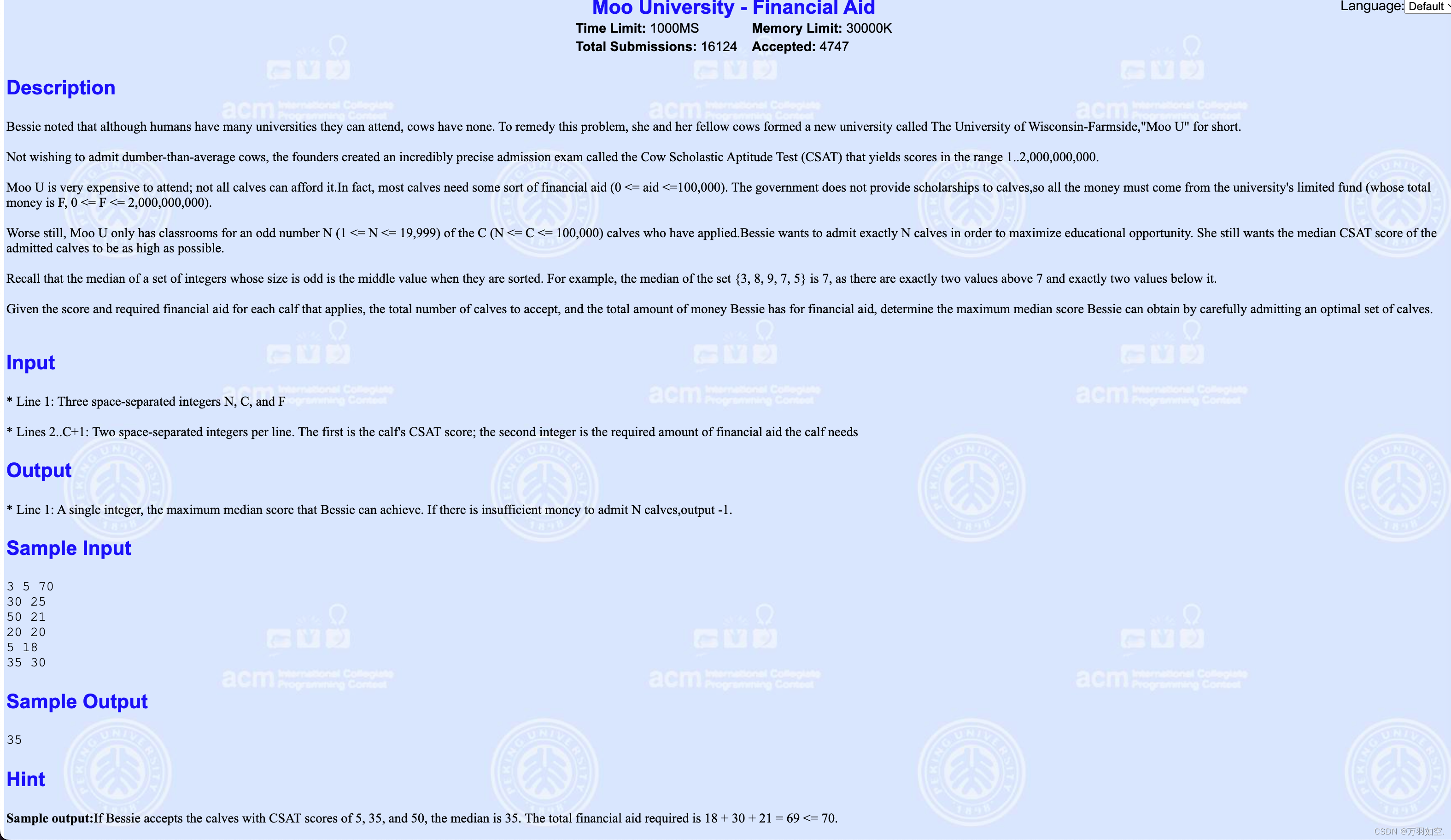 POJ 2010 Moo University - Financial Aid 1759 Garland_poj2010-CSDN博客