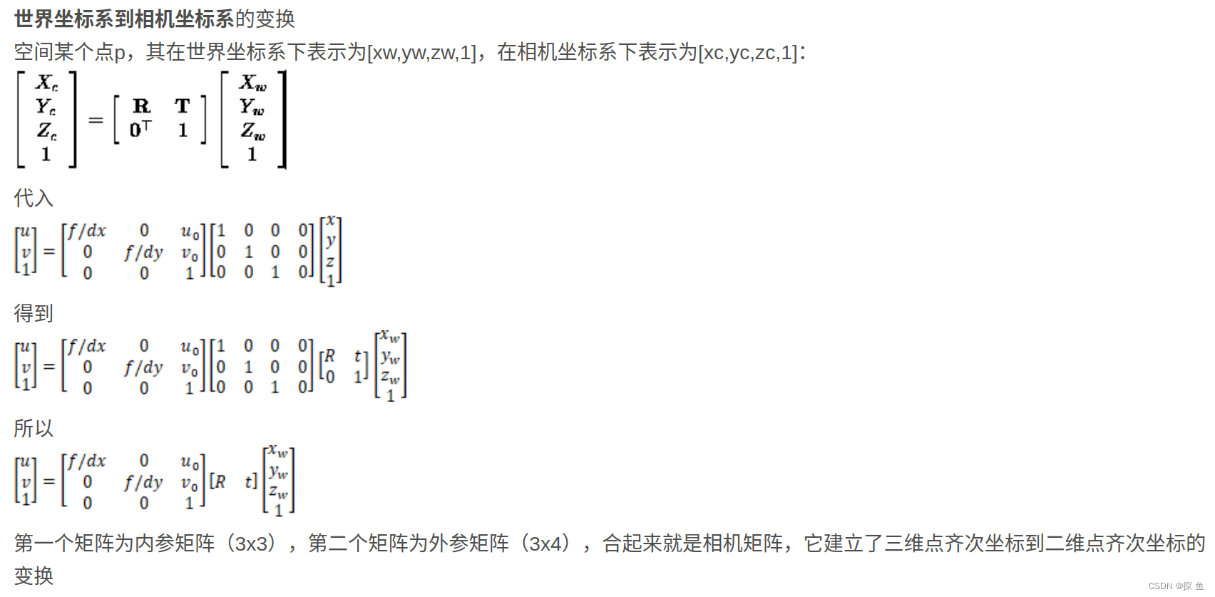 相机的内参矩阵，外参矩阵，畸变矩阵_intrinsic matrix-CSDN博客