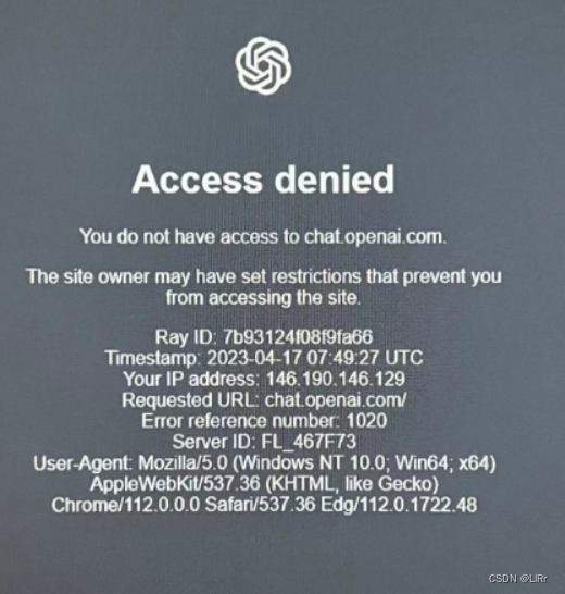 【已解决】ChatGPT报错Access denied 1020_chatgpt 1020-CSDN博客