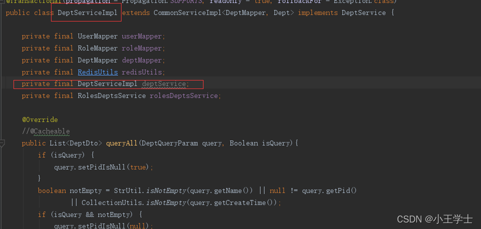 The dependencies of some of the beans in the application context form a cycle（重复注入自身的接口）-CSDN博客