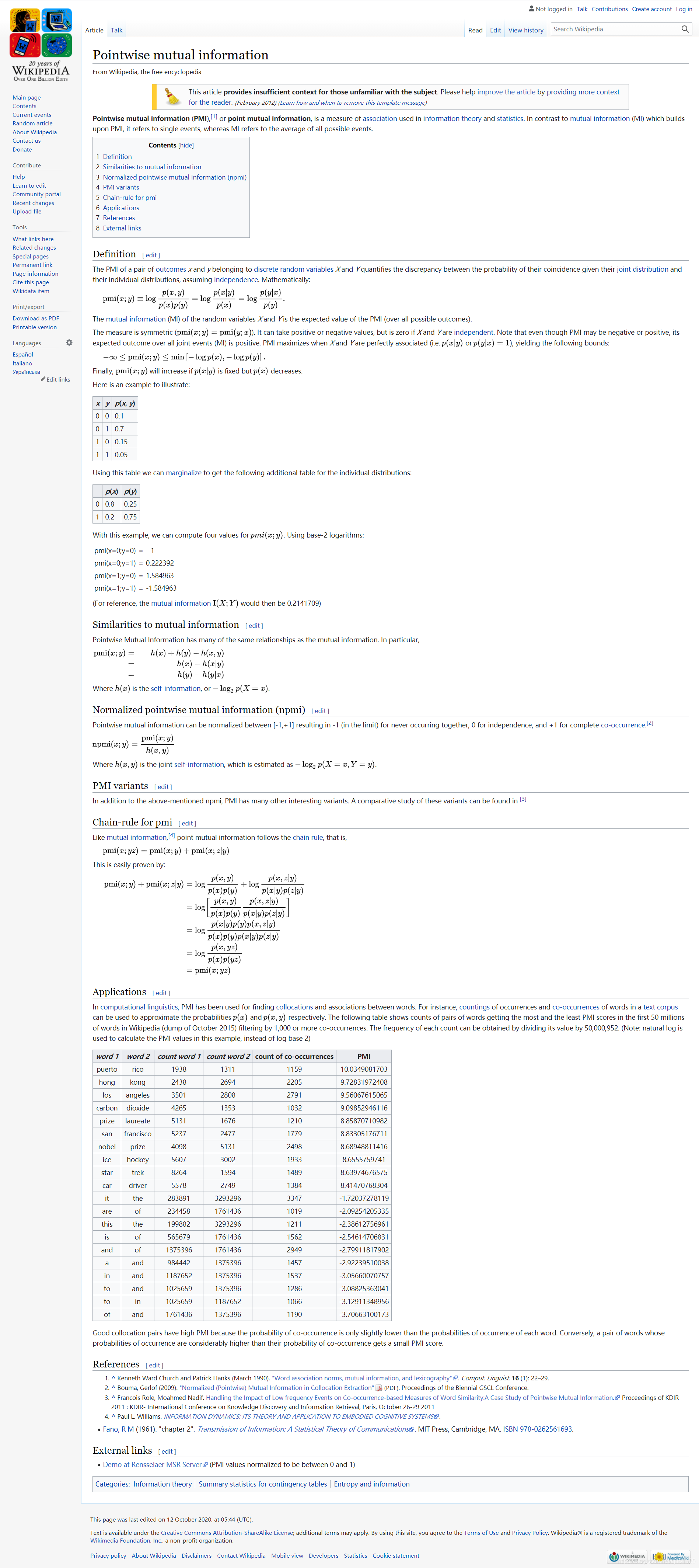 PMI(Pointwise Mutual Information)-CSDN博客