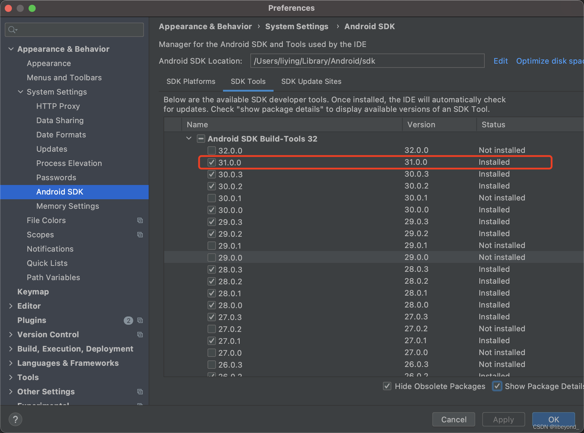 Caused by: com.android.builder.errors.EvalIssueException: Failed to find Build Tools revision 31 ...