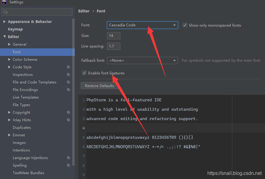 试试程序员专用字体CascadiaCode支持连字体_cascadia code-CSDN博客
