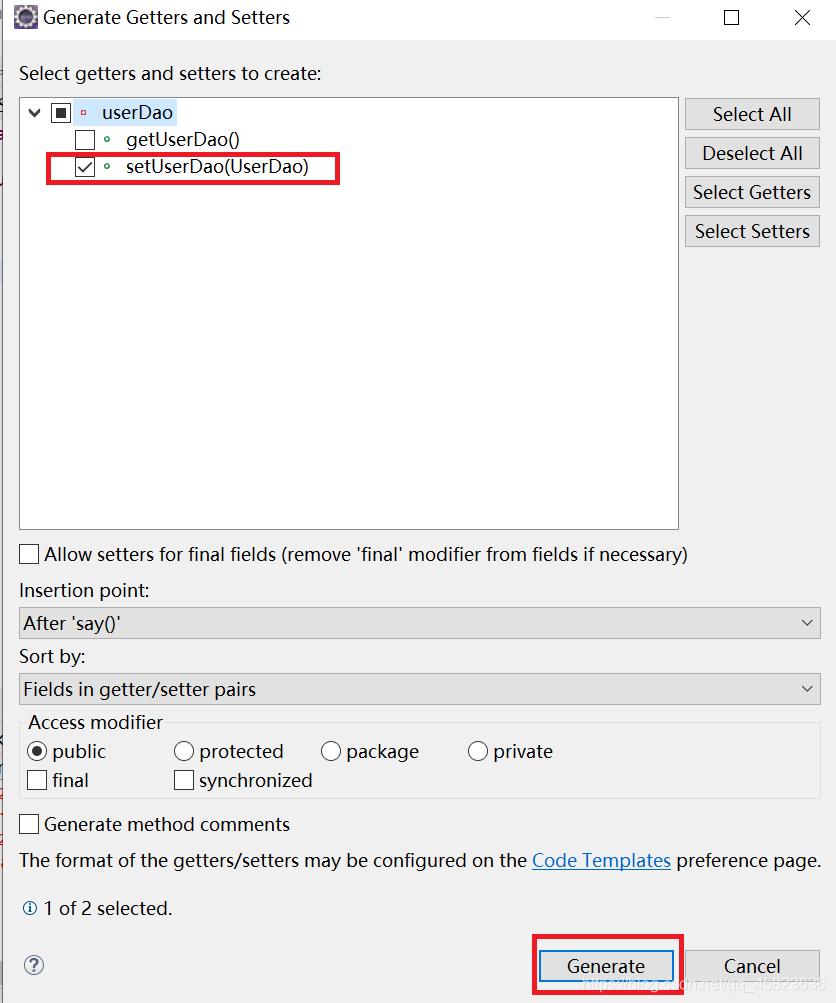 Spring的基本应用（三）_依赖注入(属性setter方法)(1)创建接口userservice.java,在接口中编写一个sa-CSDN博客