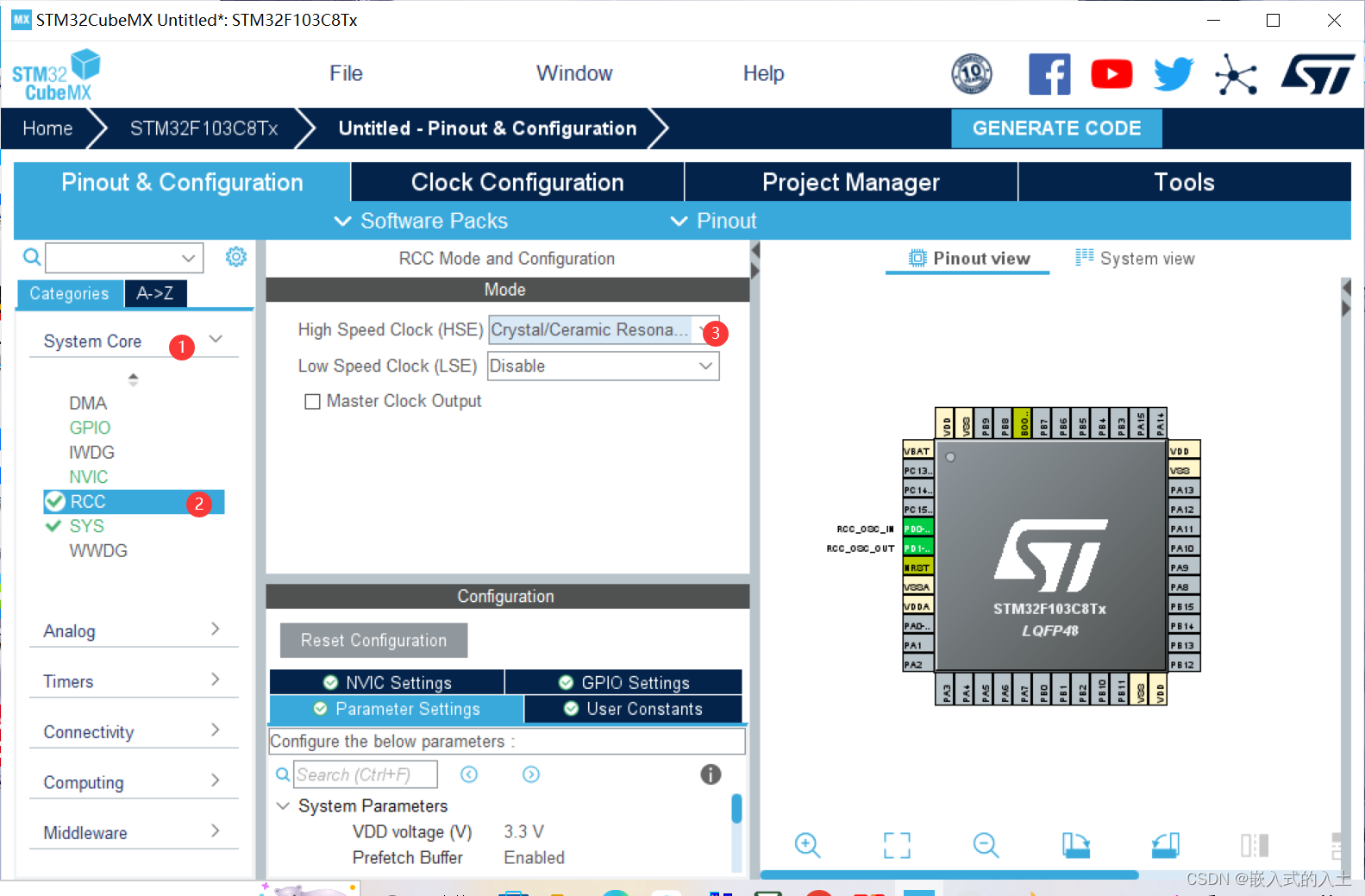 STM32F103C8T6定时器实现led的周期闪烁及PWM实现流水灯_stm32f103c8t6 pwm-CSDN博客