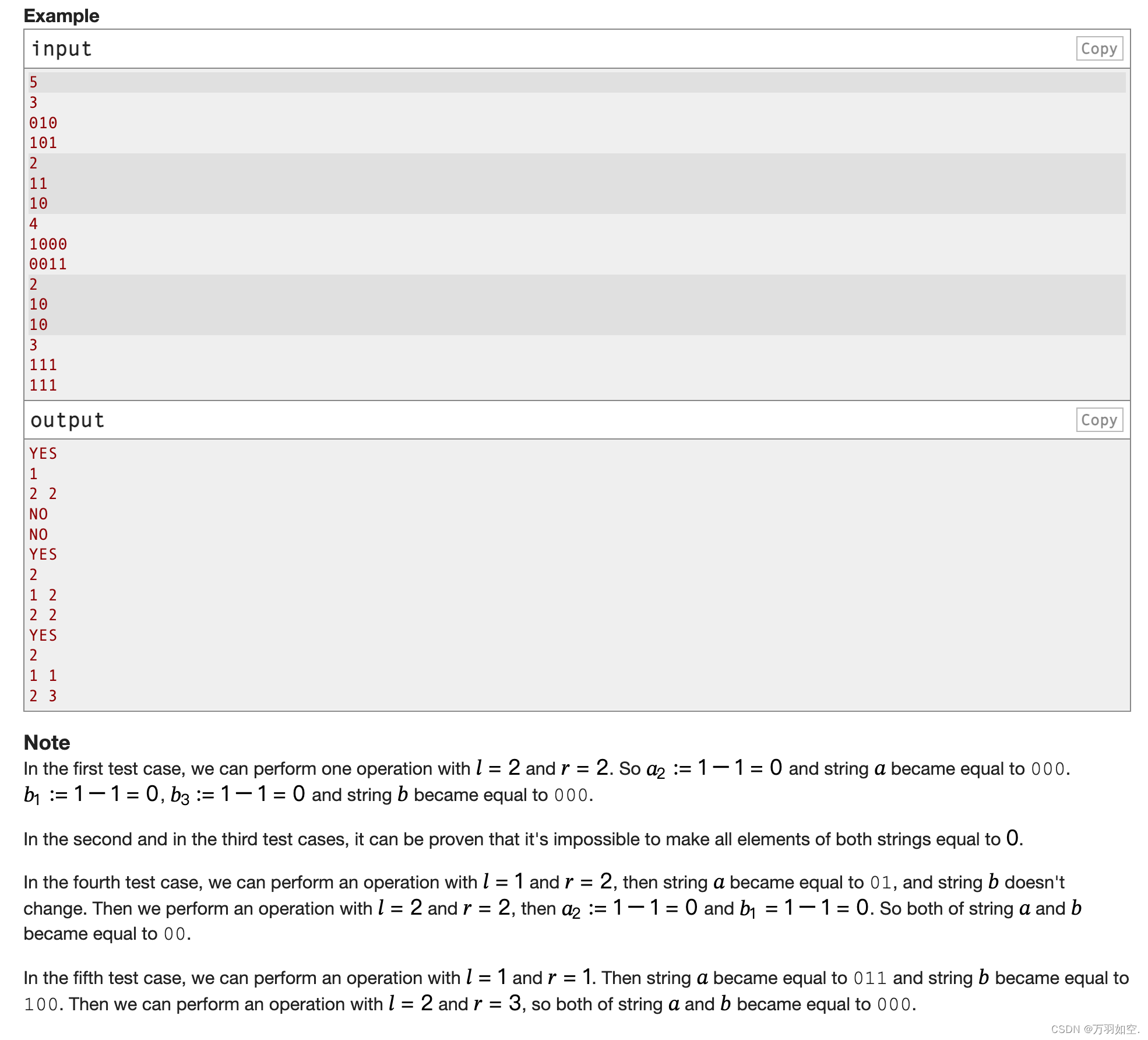 CodeTON Round 3 (Div. 1 + Div. 2, Rated, Prizes!) C. Complementary XOR_若第一行输出 yes,则第二行输出一个整数 ,表示 ...