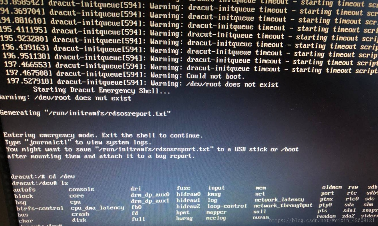 安装CentOS7.4出现failed to map image memory以及warning:dracut-initqueue timeout的解决办法-CSDN博客