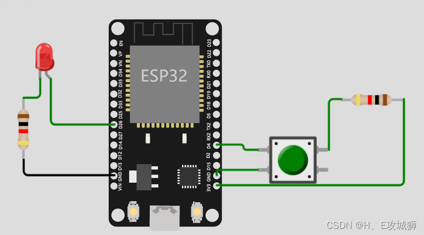 Esp32使用按键外部中断实现开关灯 Esp32按键 Csdn博客