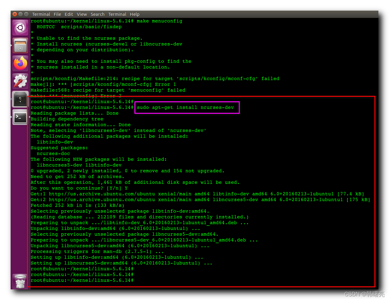 【错误记录】编译 Linux 内核报错 ( Unable to find the ncurses package. )-CSDN博客