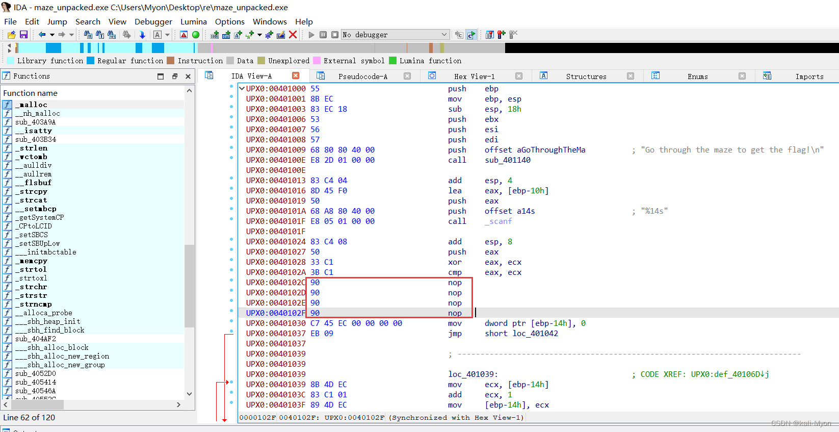 [HDCTF2019]Maze（初识逆向）-CSDN博客