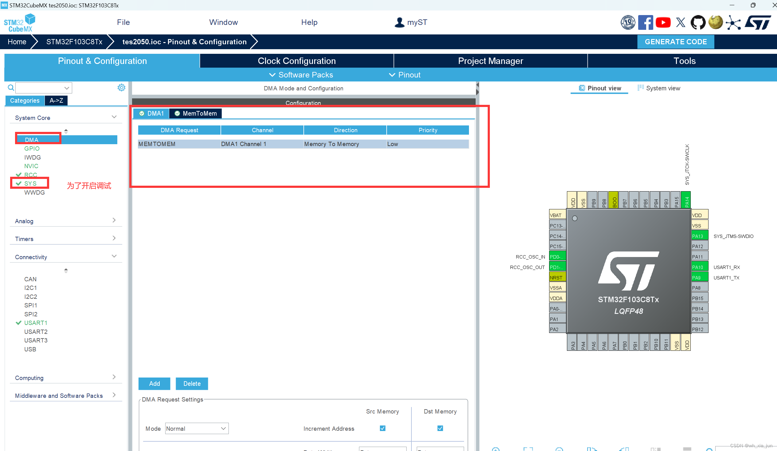 用HAL库改写江科大的stm32入门例子8-1 DMA数据转运_hal库dma搬运-CSDN博客