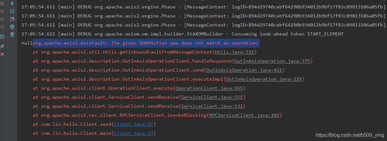 WebService报错：org.apache.axis2.AxisFault: The given SOAPAction aaa does not match an operation ...