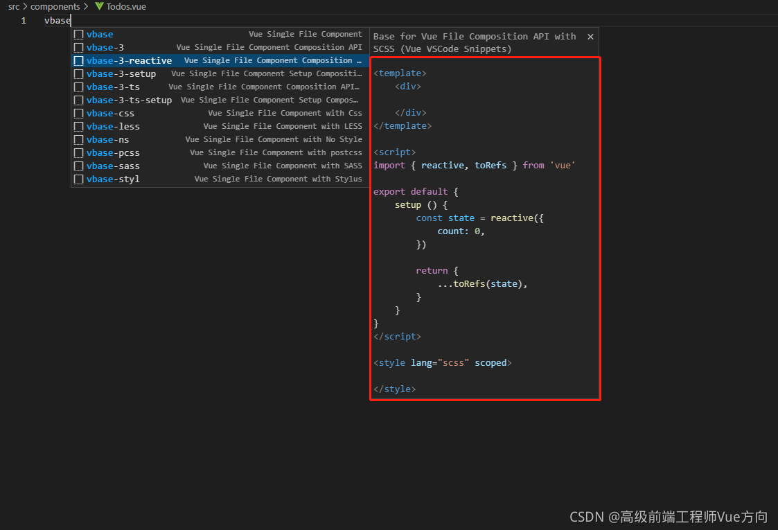 一款快速生成Vue3代码的插件：Vue VSCode Snippets_vbase-3-CSDN博客