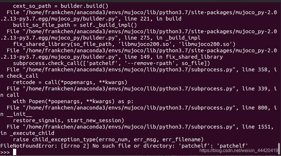 安装mujoco_py遇到的一些问题与解决方法，如command ‘gcc‘ failed with exit status 1_command 'gcc' failed with exit ...