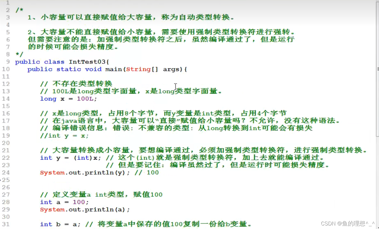 Java——强制类型转换符java 强转类型符号位 Csdn博客