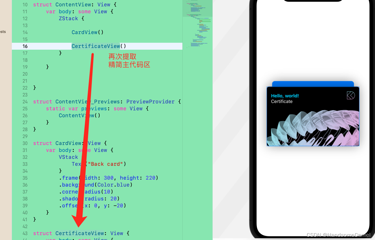 Swift UI： Extract Subview、RectangleV、HStack、scale、Rotation 3D、 Blend mode、Font Size、 opacity ...