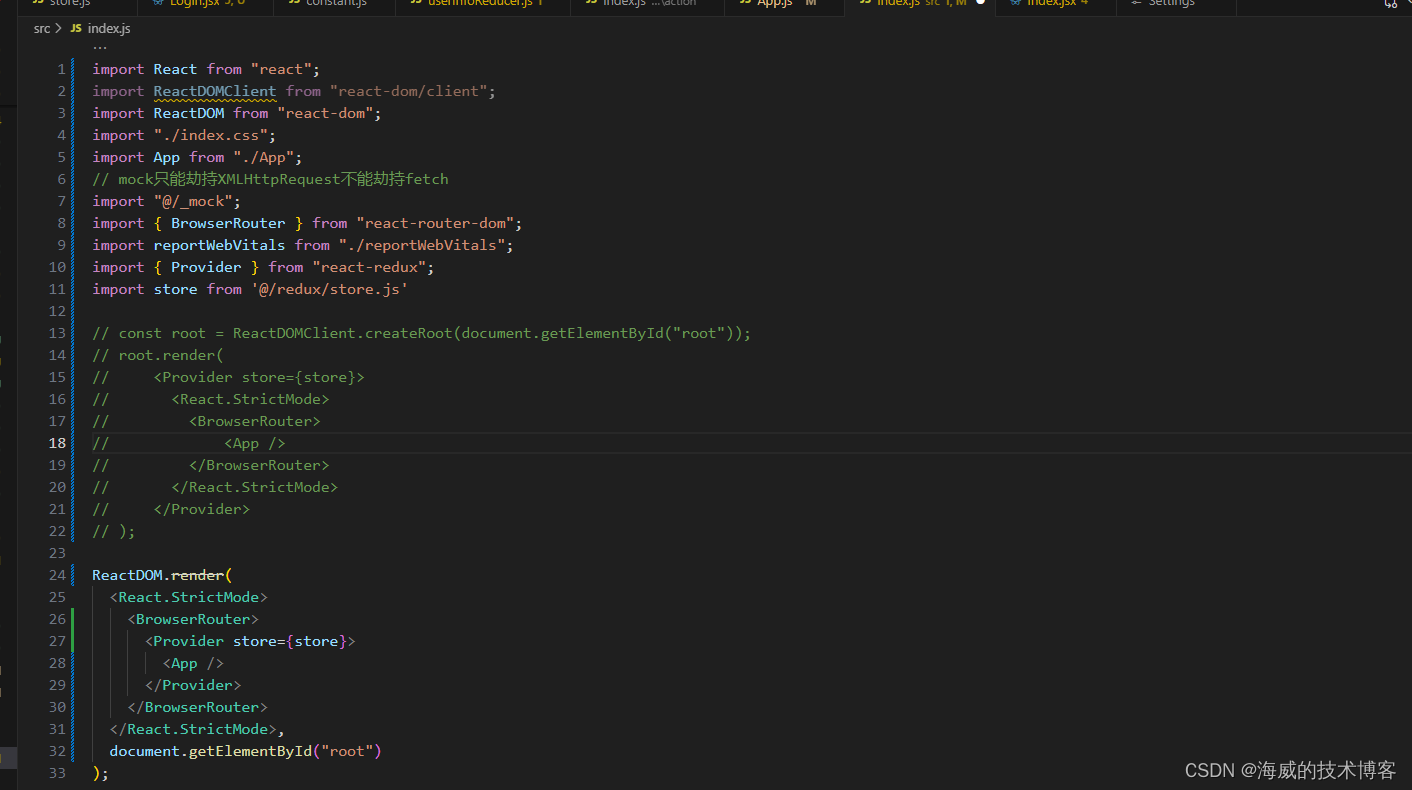 react 中使用react-dom/client渲染虚拟dom没法使用redux_react中client-CSDN博客