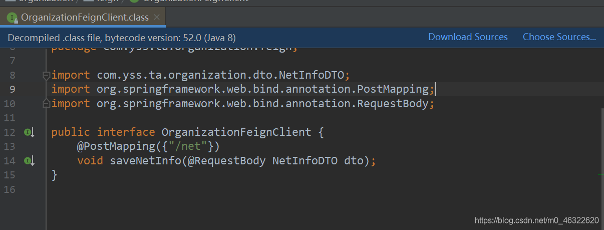 FeignClient报错：decompiled.class file,bytecode_decompiled .class file, bytecode version: 61.0 (ja ...