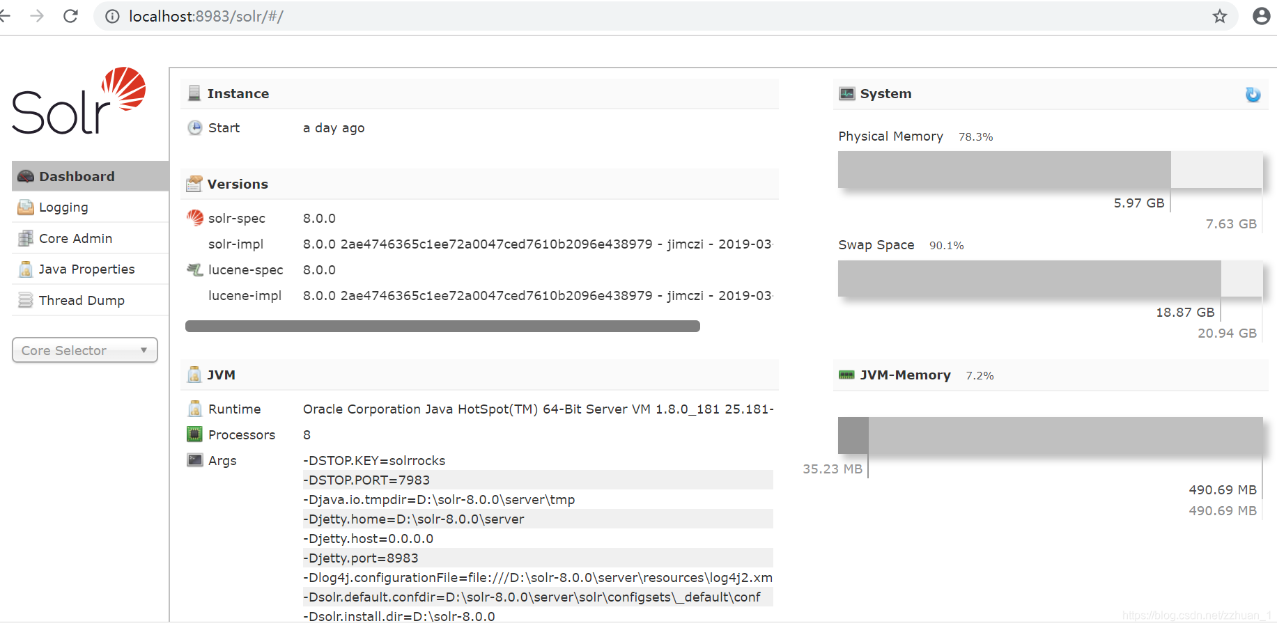 Solr8.0速成系列 | Solr控制面板简介，后端管理页面详解篇 03_solr java-properties-CSDN博客