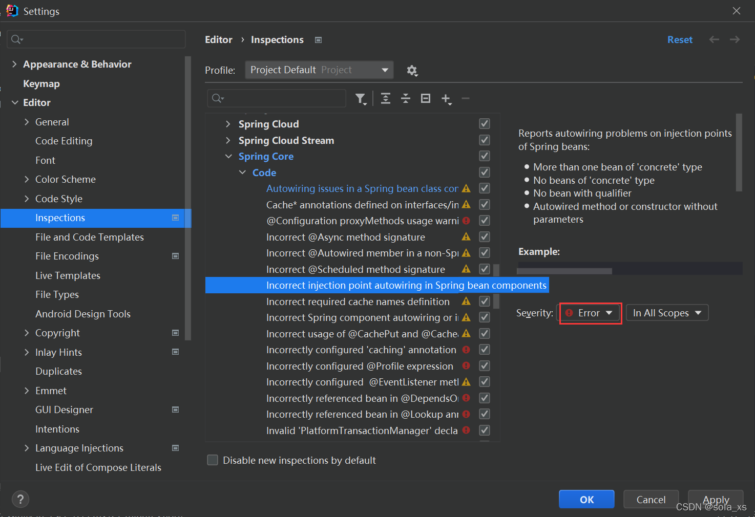 idea2021解决Could not autowire. No beans of ‘XXX‘ type found._inspection 'incorrect autowiring in ...