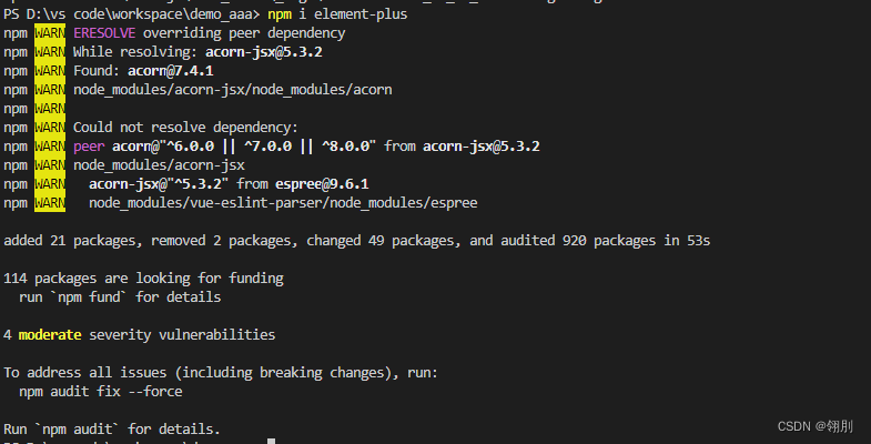 Vue3安装element-ui 失败的原因及解决方法_vue3.0和elementui不兼容-CSDN博客