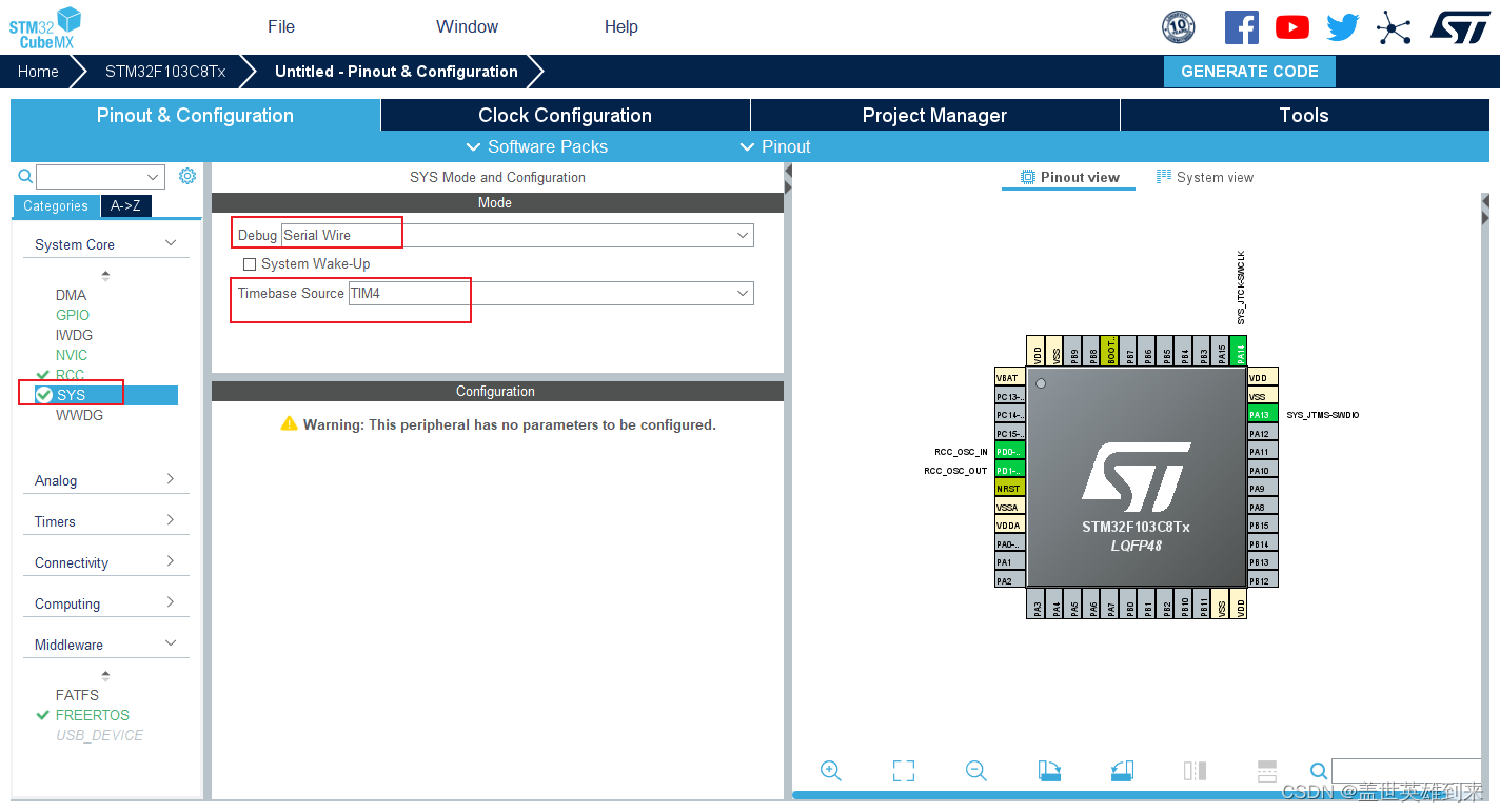 一、STM32F103C8T8 FreeRTOS学习--新建工程模版_stm32 freertos模版-CSDN博客