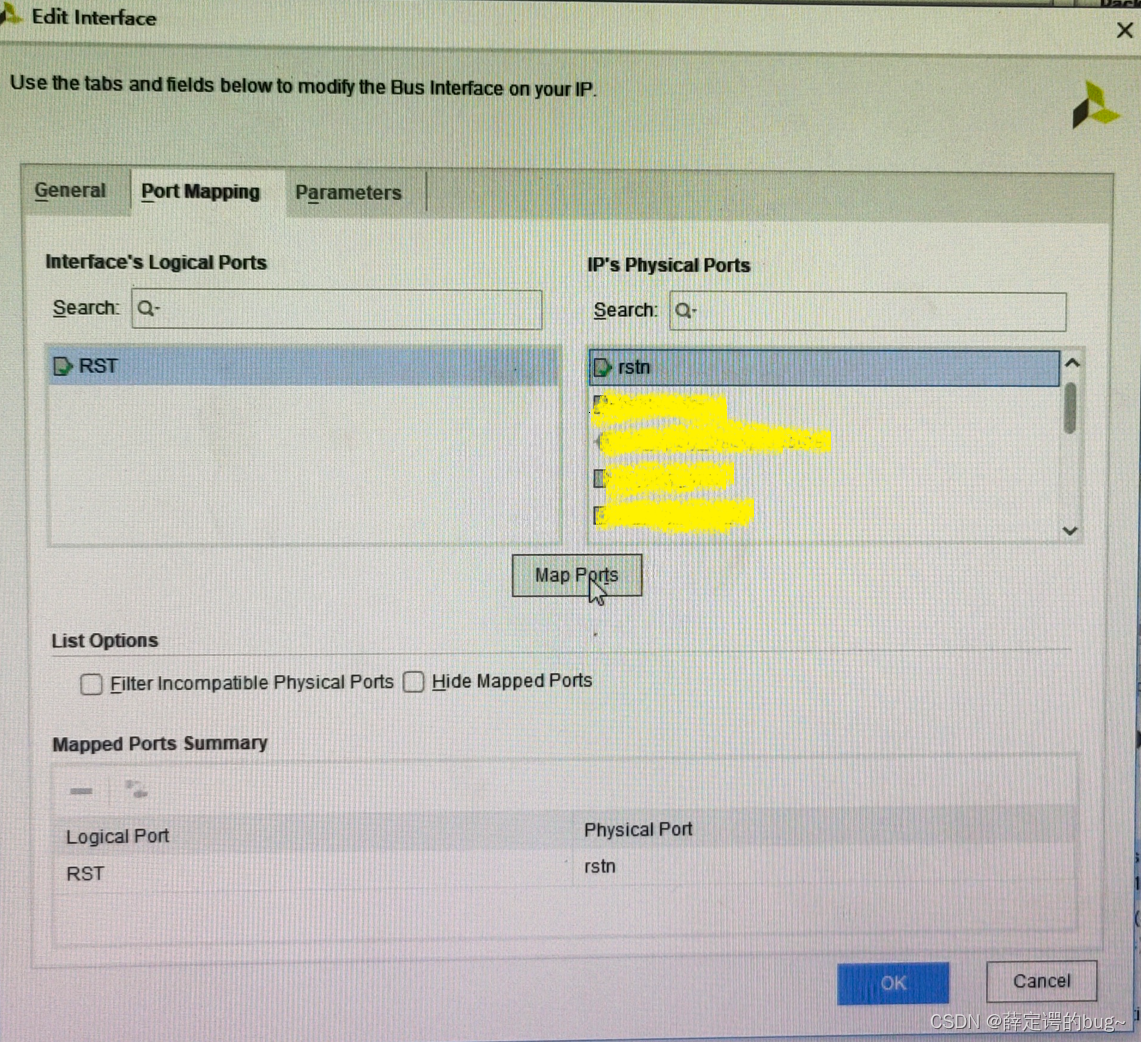 vivado package ：bus interface rstn does not contain any port map_bus interface does not contain ...