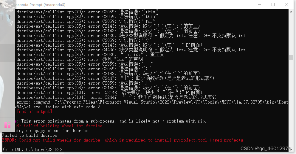 error: command ‘C:\\Program Files\\Microsoft Visual Studio\\2022\\Preview\\VC\\Tools\\MSVC\\14. ...