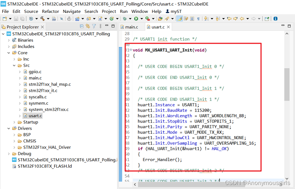 STM32CubeIDE基础学习-USART串口通信实验（轮询方式）_cubeide的usart-CSDN博客