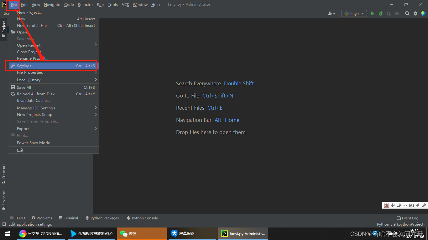 python笔记001：第1天——Pytharm界面设成中文_pythonproject怎么设置中文-CSDN博客