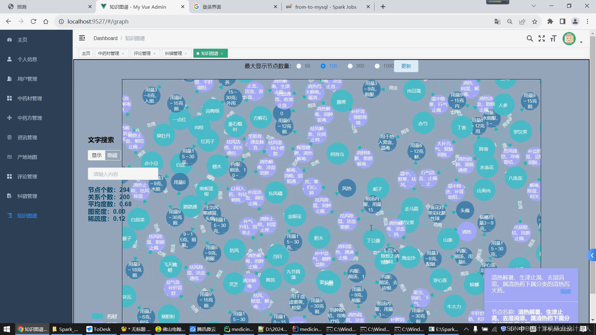 大数据毕业设计hadoopspark知识图谱中药推荐系统 中药数据分析可视化大屏 中药爬虫 机器学习 中药预测系统 中药情感分析 计算机毕业设计 机器学习 深度学习 人工智能基于大数据的