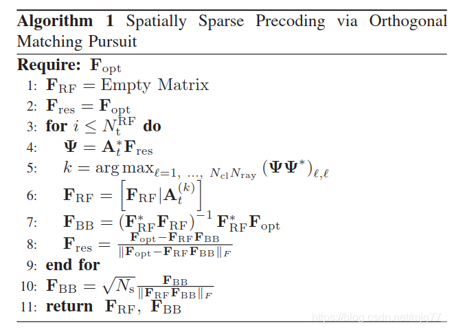 学习笔记：OMP算法（Spatially Sparse Precoding in Millimeter wave MIMO Systems）-CSDN博客