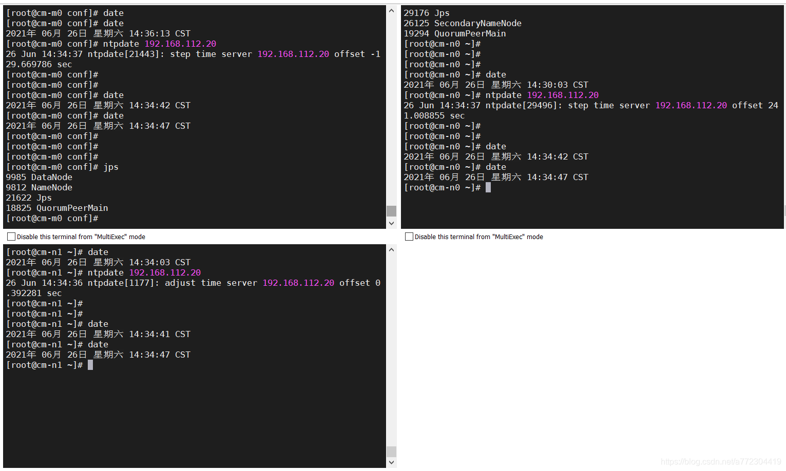 大数据集群问题排查：时间不同步导致hbase regionserver只启动了部分节点的进程_学亮编程手记-永洪数据分析社区