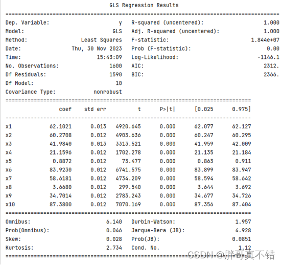 Python实现广义最小二乘法线性回归模型(GLS算法)项目实战_gls回归-CSDN博客