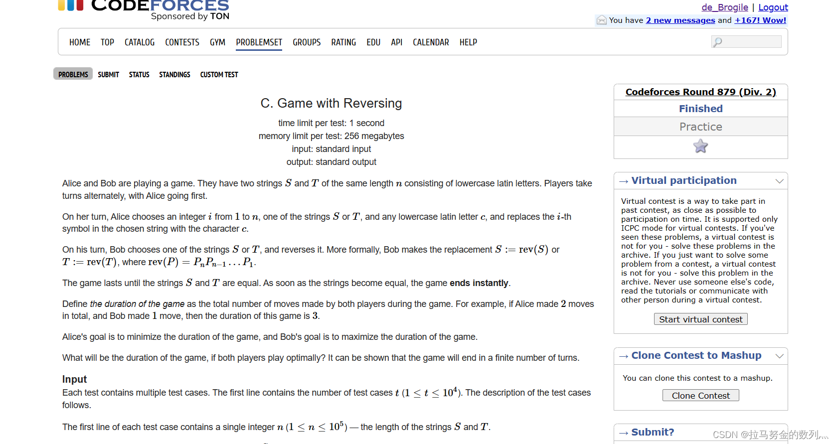 Codeforces 879 C.Game with Reversing-CSDN博客