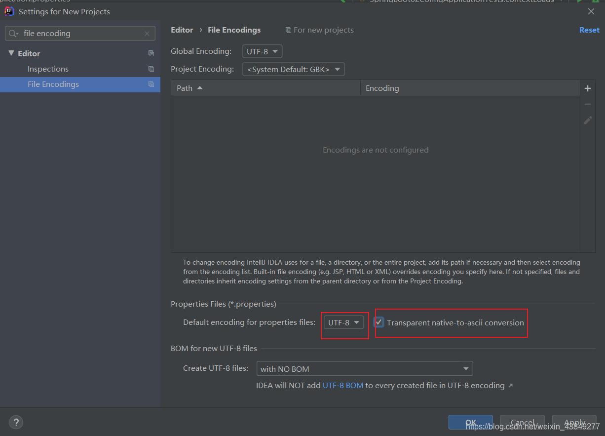 IDEA springboot项目中properties配置文件 {针对将对应GBK改为UTF-8并勾选转为ASCII后仍无效情况} 运行时中文乱码解决_idea 编码变成ascii 不成功 ...