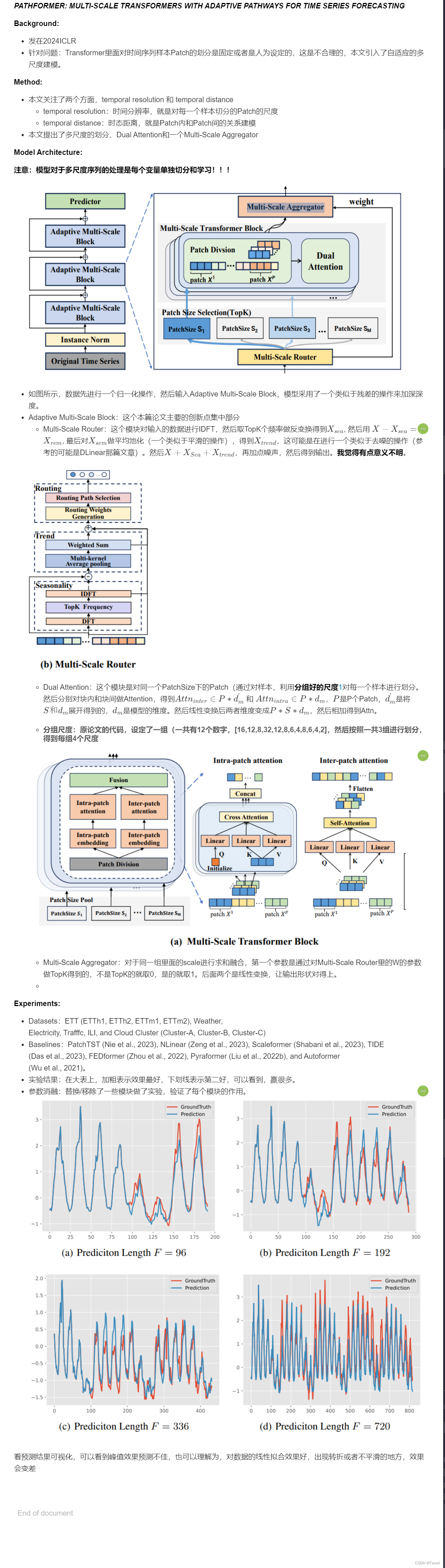 MULTI-SCALE TRANSFORMERS WITH ADAPTIVE PATHWAYS FOR TIME SERIES FORECASTING From 2024ICLR_multi ...