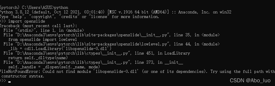 openslide导入报错解决_filenotfounderror: could not find module 'libopens-CSDN博客