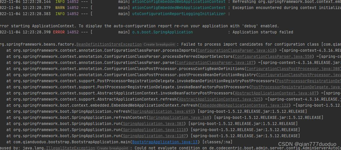 AdminServerAutoConfiguration IllegalStateException: Could not evaluate condition_could not ...