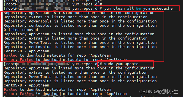 Aliyun设置CentOS镜像源CentOS8-AppStream--Repository AppStream is listed more than once in the ...