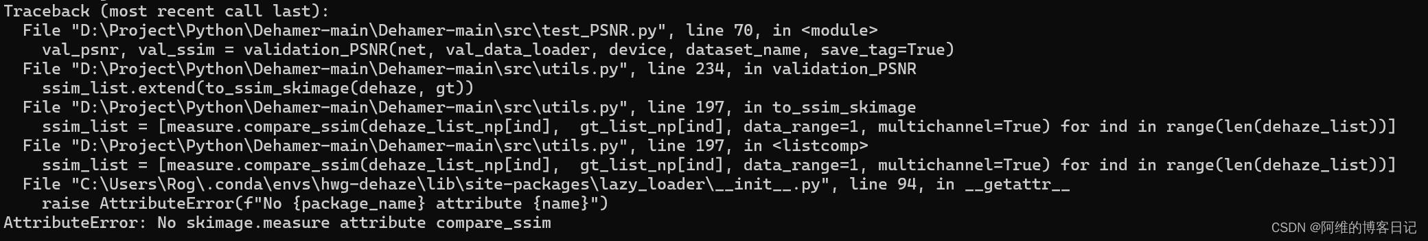 module ‘skimage.metrics‘ has no attribute ‘compare_ssim‘或No skimage.measure attribute compare ...