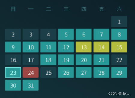 echarts案例之日历_echars中日历怎么修改颜色-CSDN博客