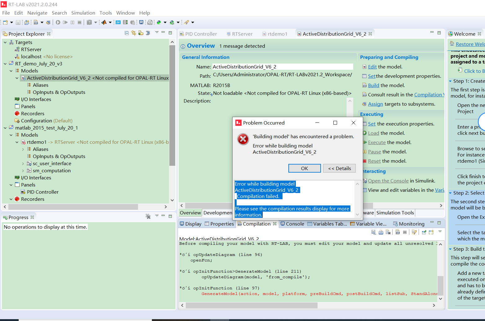 rt-lab not compiled for opal-rt linux_generatemodel(action, model ...