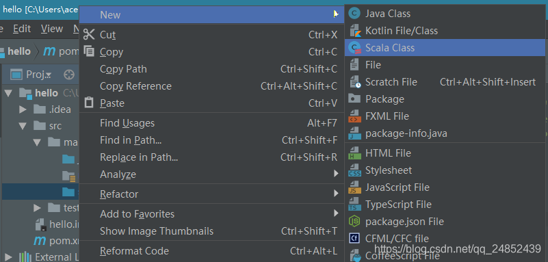 在IDEA中运行第一个scala程序_添加scala框架:add framework support ---- scala ---- ok-CSDN博客