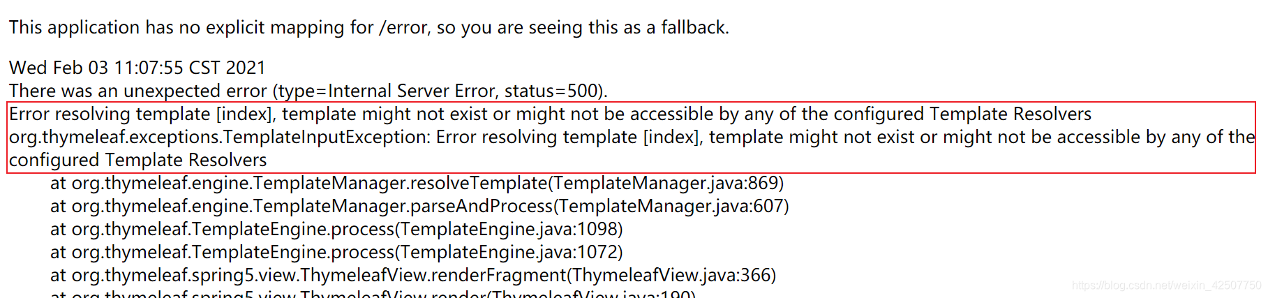 Springboot+thymeleaf 报Error resolving template [index], template might not exist的异常_springboot ...